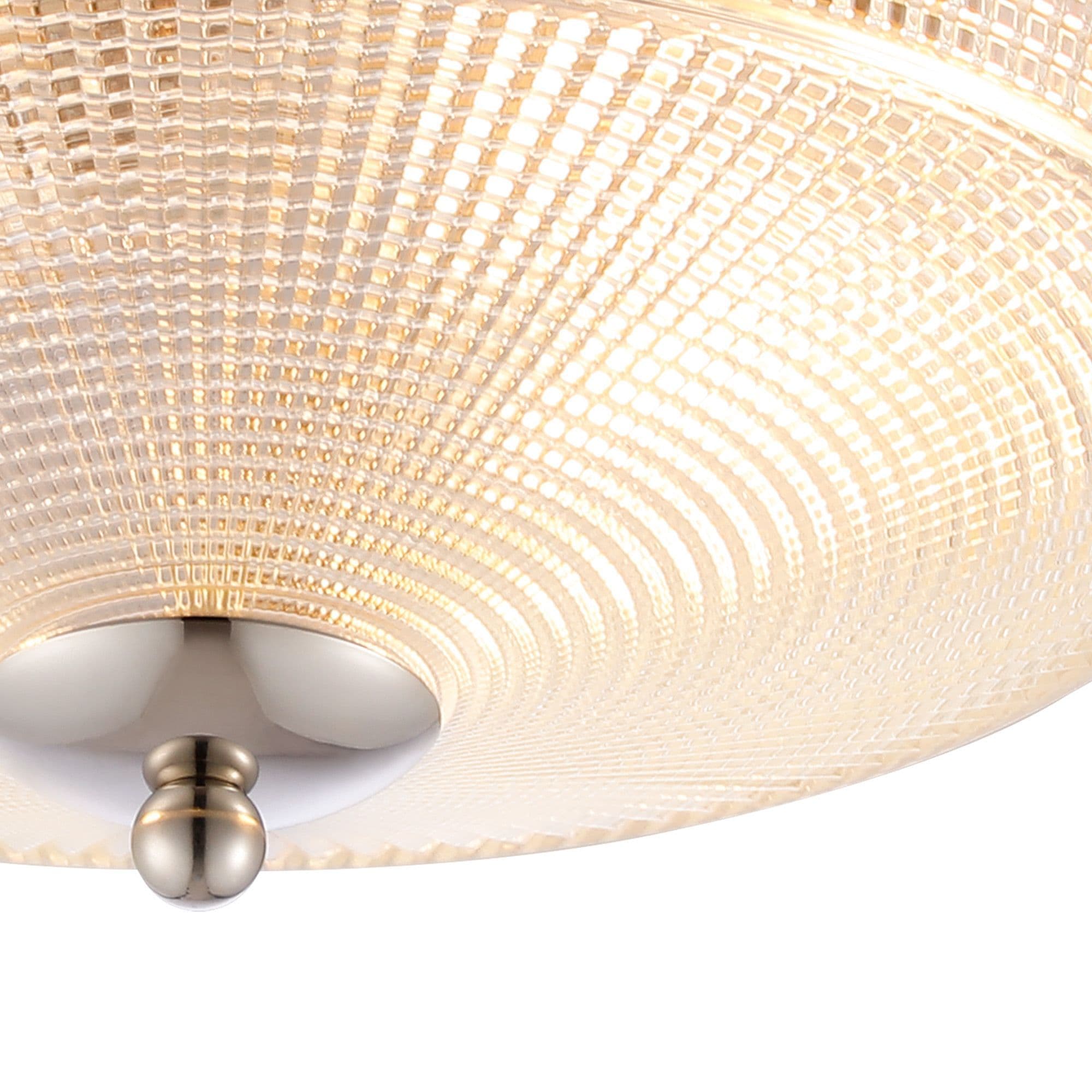 Polar 2 Light E27 Flush Ceiling Light IP44 Prismatic Glass - Multiple Colours