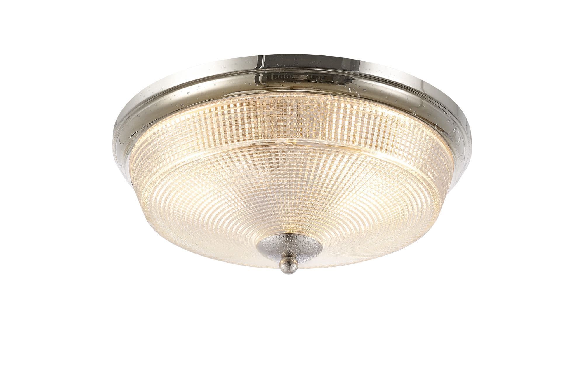Polar 2 Light E27 Flush Ceiling Light IP44 Prismatic Glass - Multiple Colours