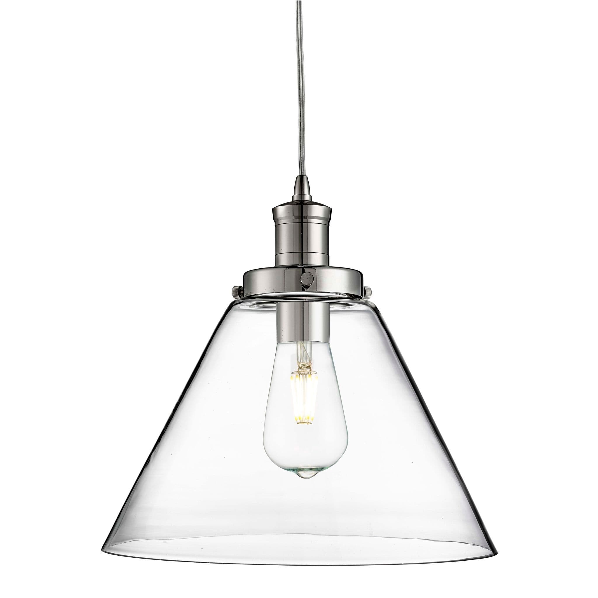 Pyramid 1Lt Pendant Chrome Clear Pyramid Glass Shade
