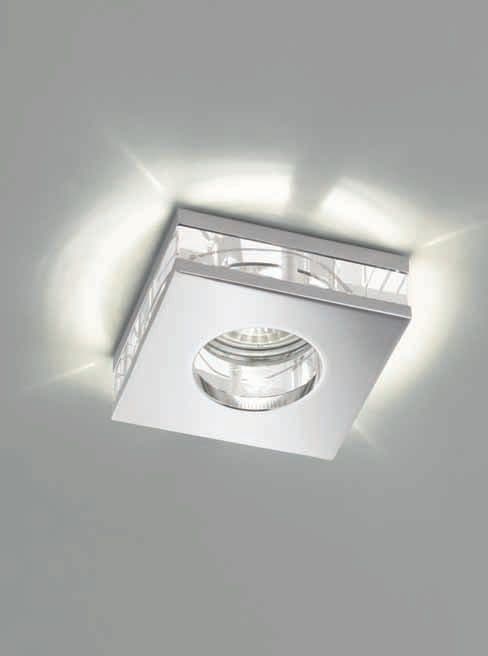Square Chrome And Crystal Glass Low Voltage 50W Downlight IP65 GSBRF267