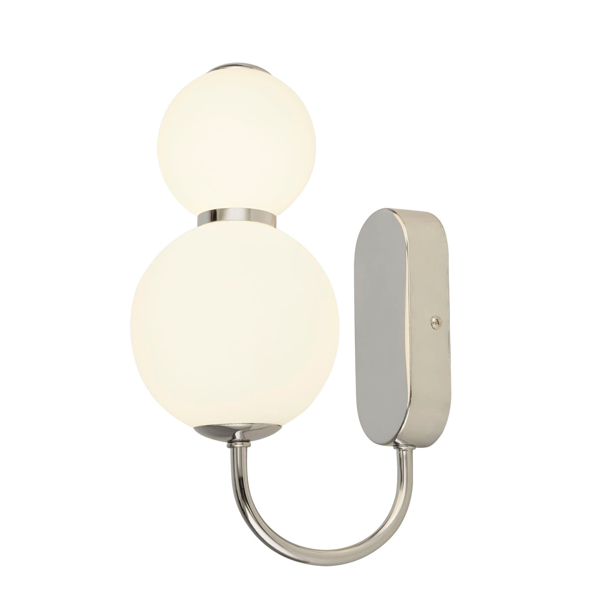 Snowball 2Lt Wall Light Chrome With Opal Glass Shades2