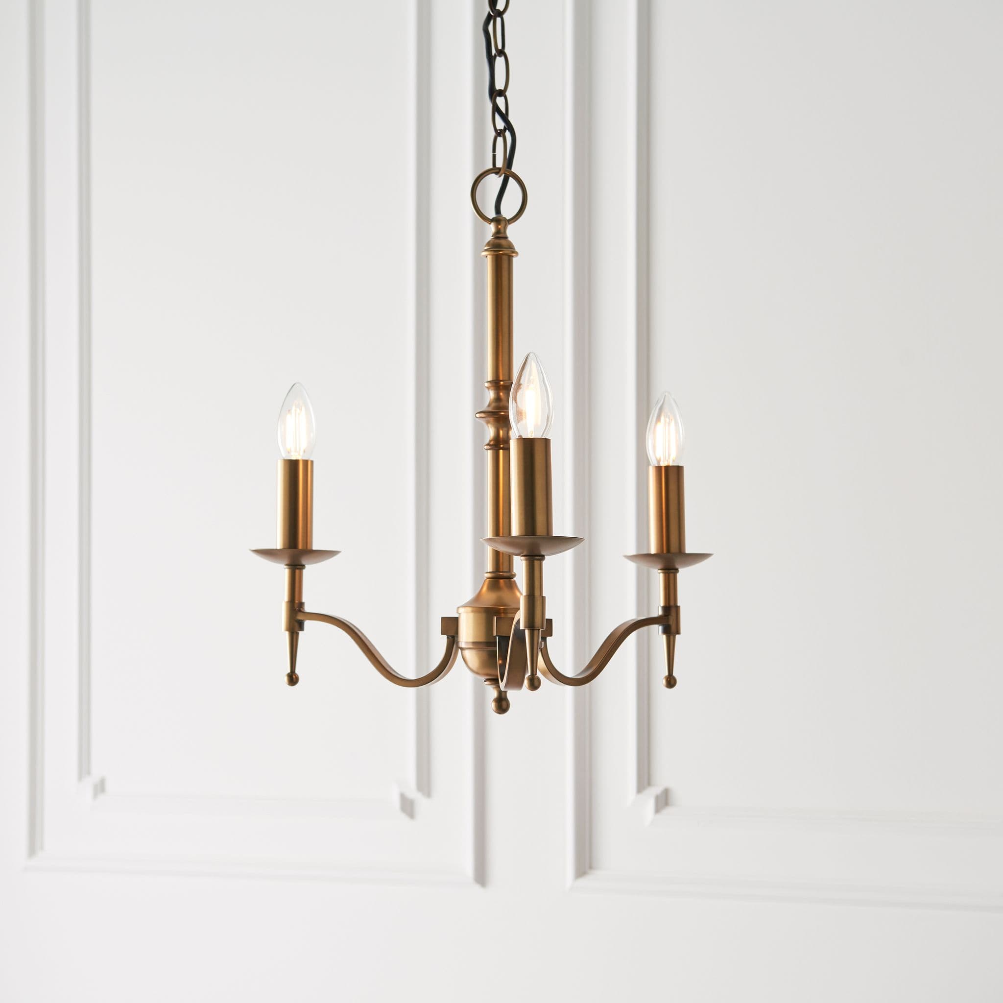 Stanford antique brass 3 light pendant with beautifully curved arms and ...