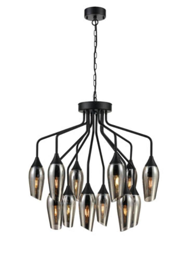 Taper 12 Multi Drop Pendant Light Copper Angled Glass with Matt Black ...