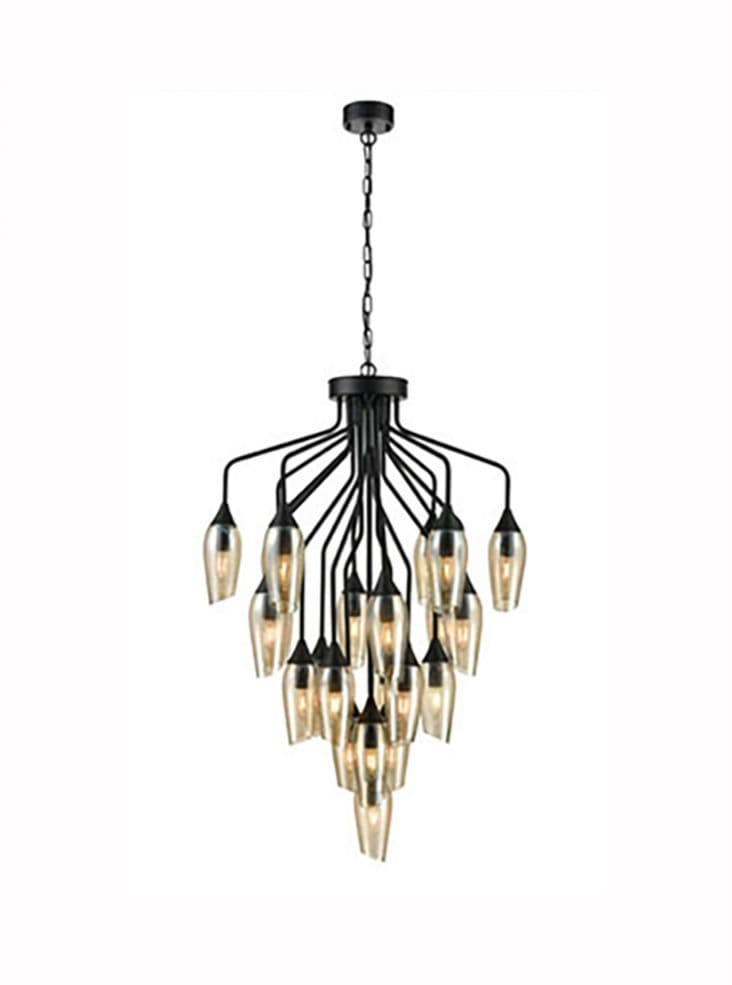 Taper 22 Multi Drop Pendant Light Amber Angled Glass with Matt Black ...