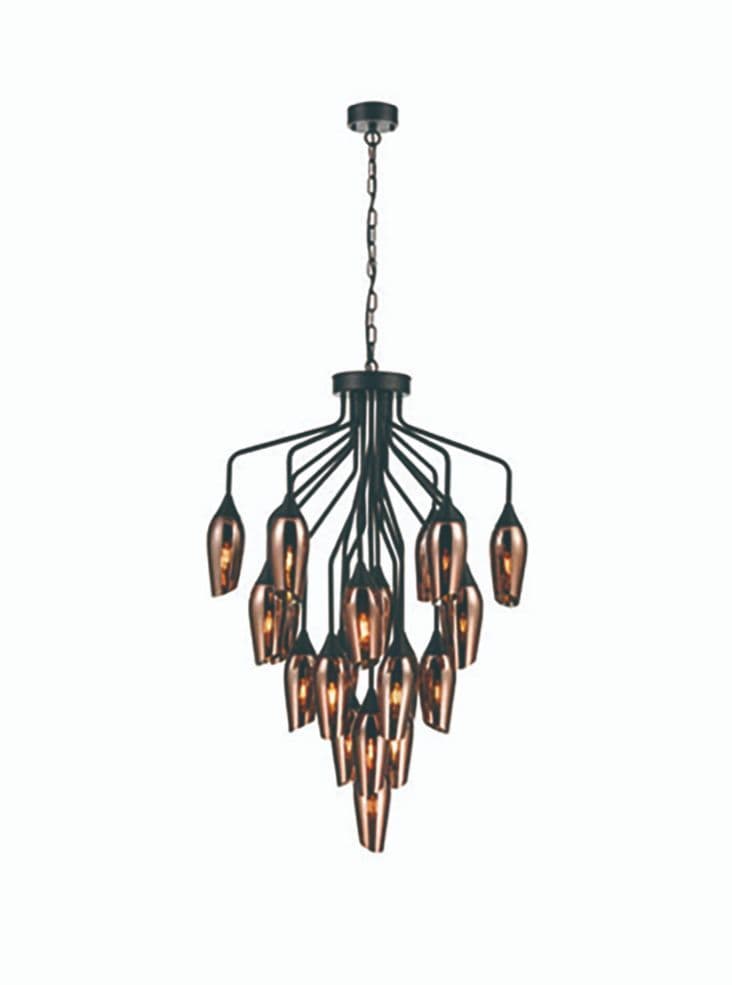 Taper 22 Multi Drop Pendant Light Copper Angled Glass with Matt Black ...