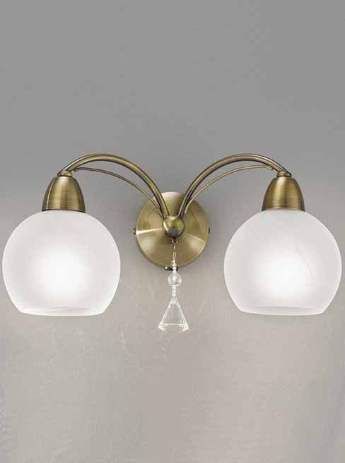 Thea 2 Wall Light Switched Antique Brass Bronze Alabster Opal Glass ...