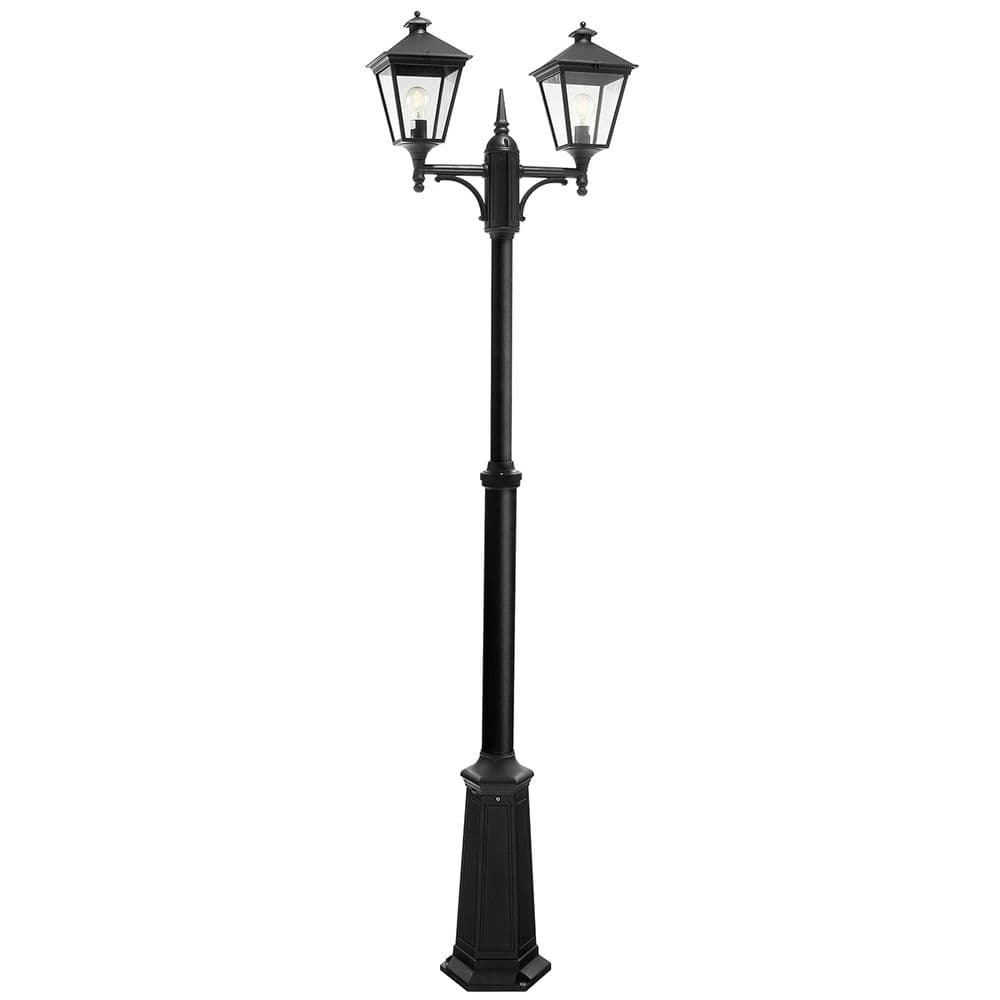 Turin 2 Light Twin Lamp Post T6-BLACK