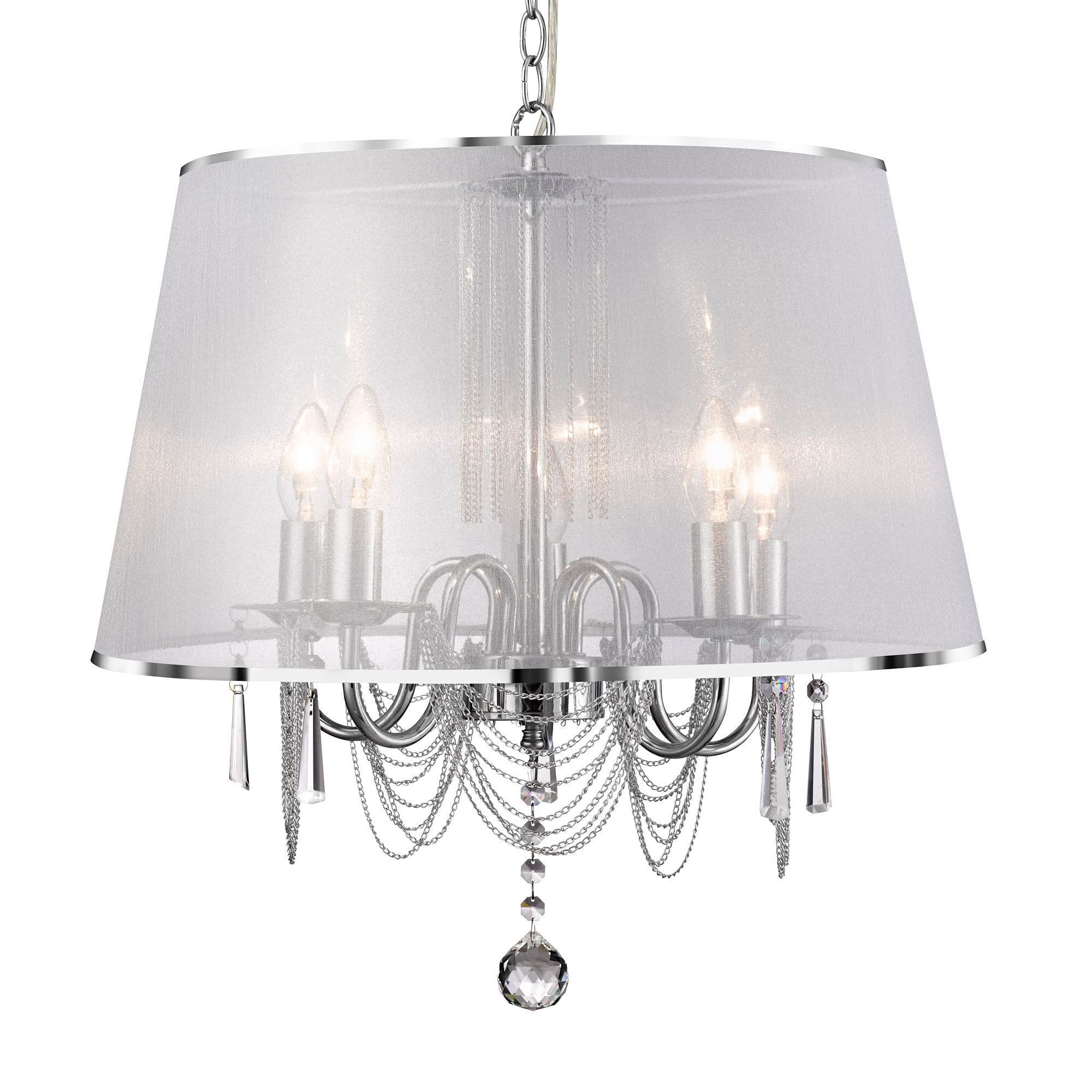 Venetian - 5Lt Ceiling Chrome Chain Link Clear Crystal Glass White ...