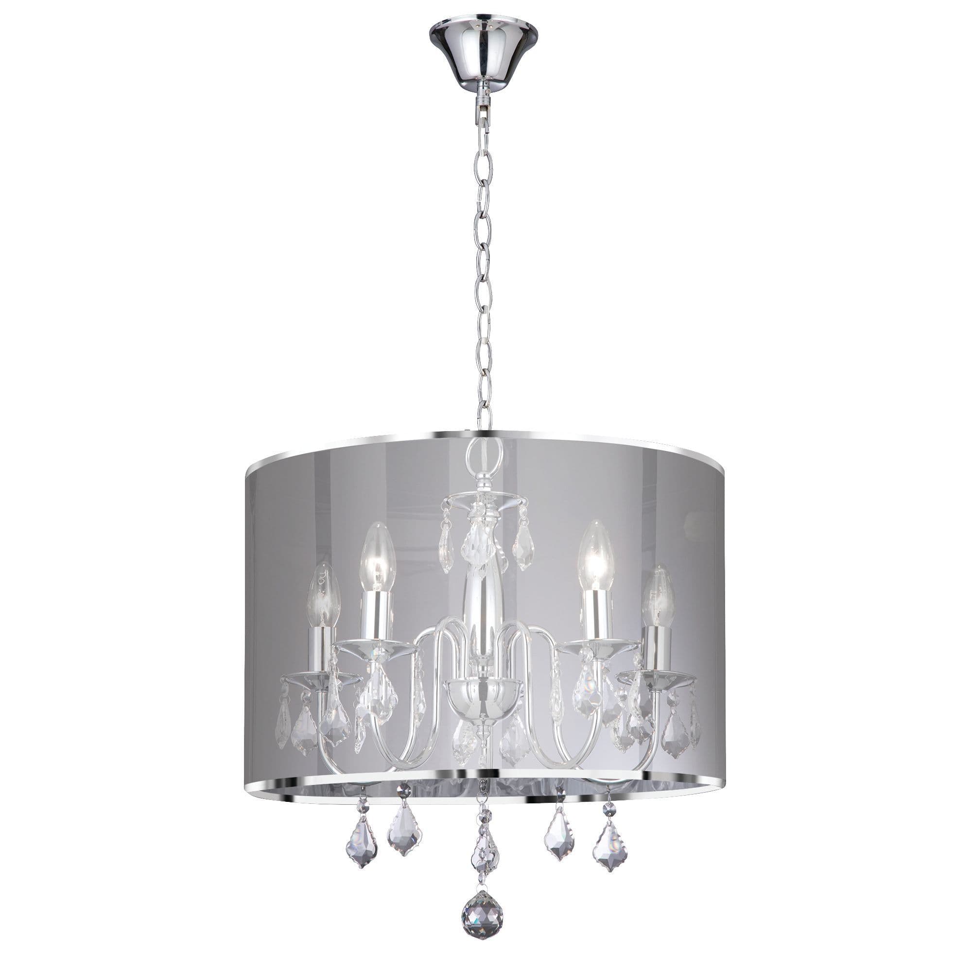 Venetian - 5Lt Ceiling Chrome Clear Crystal Glass Silver Shade