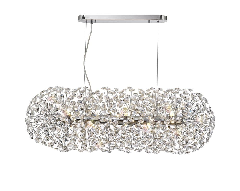 Villamoura Oblong Linear Pendant 10 Light G9 Polished Chrome / Crystal ...