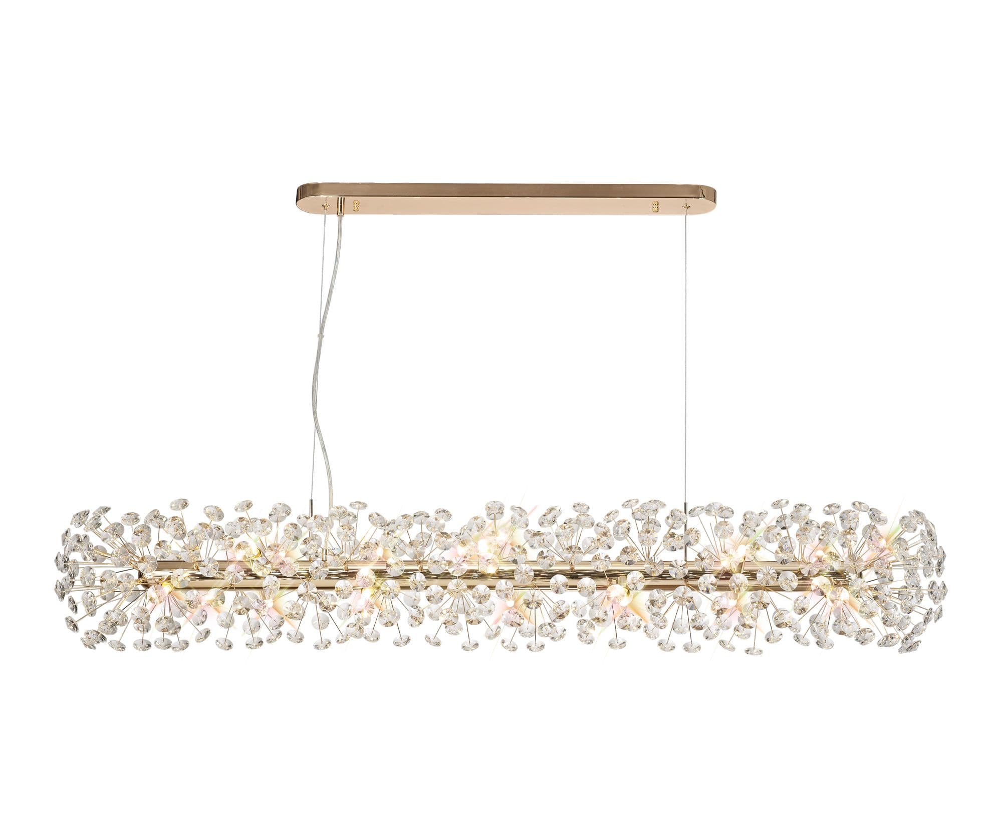 Villamoura Oblong Linear Pendant 14 Light G9 French Gold/Crystal