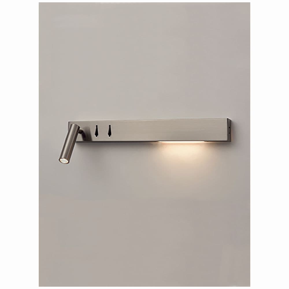 2 Light Satin Nickel LED Wall Light Downward Illumination And ...