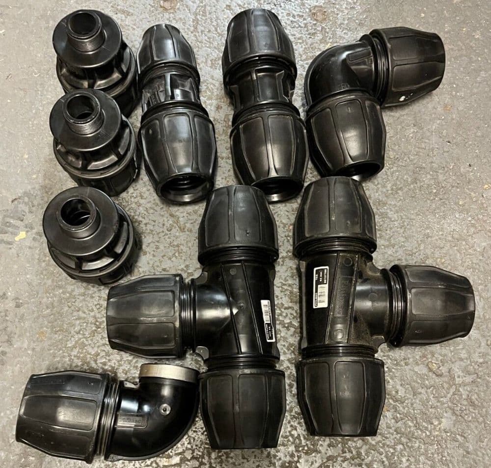 9 x Philmac 63mm pipe fittings for MDPE pipe Plumbing joblot