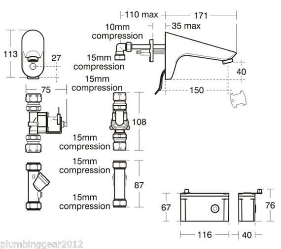 Armitage Shanks Sensorflow 21 wall mounted basin tap DDA Links box A4179AA