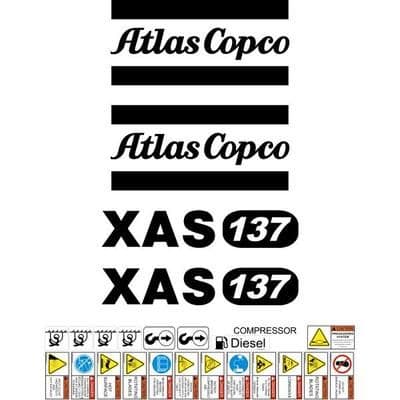 Atlas Copco XAS 137 Decals Sticker Set