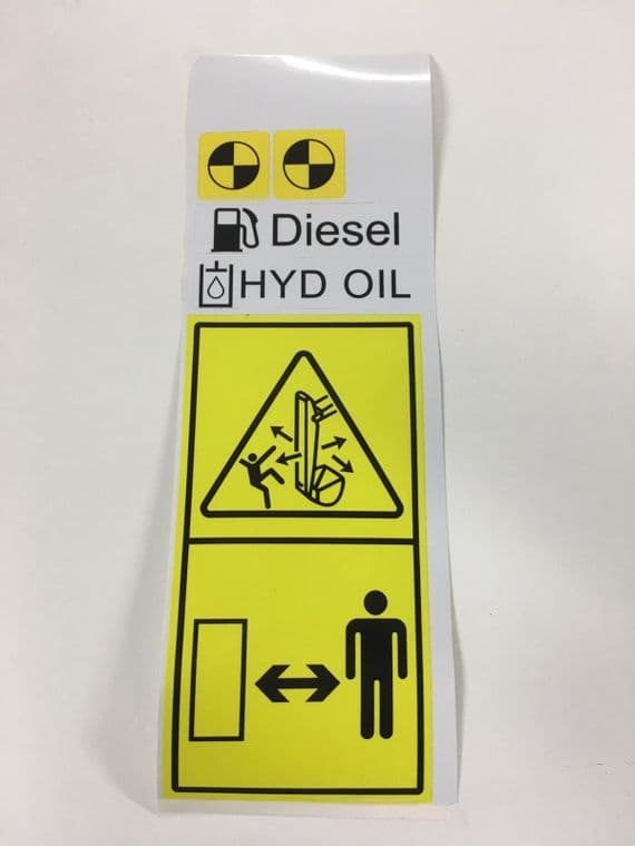 Excavator Dipper Arm Safety Decal Set