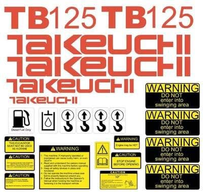 Takeuchi TB125 Excavator Decal Set