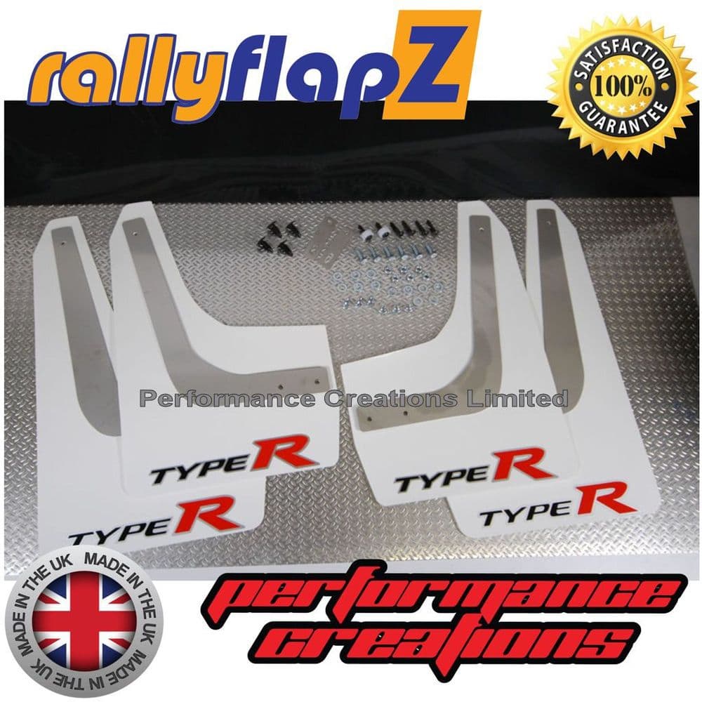 Civic Type R Fn2 2007-2014 WHITE MUDFLAPS Type R Logo Big