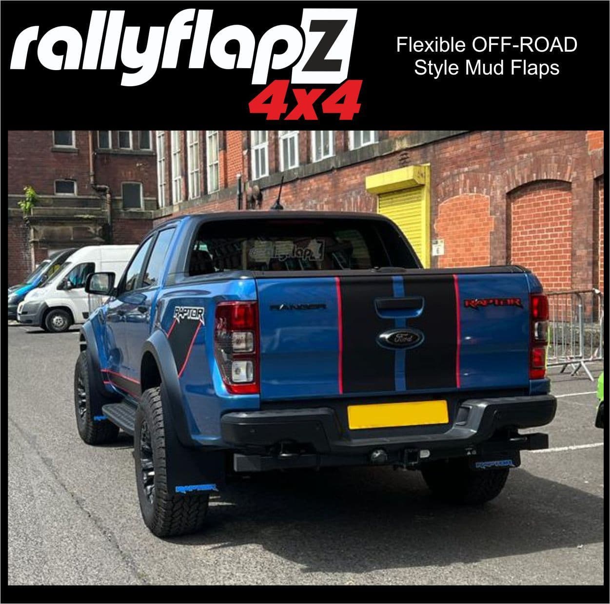 Extra WIDE Mud Flaps to fit FORD RANGER RAPTOR - BLACK