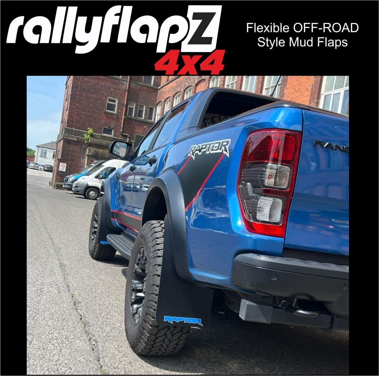 Extra WIDE Mud Flaps to fit FORD RANGER RAPTOR UK Spec Only BLUE All ...