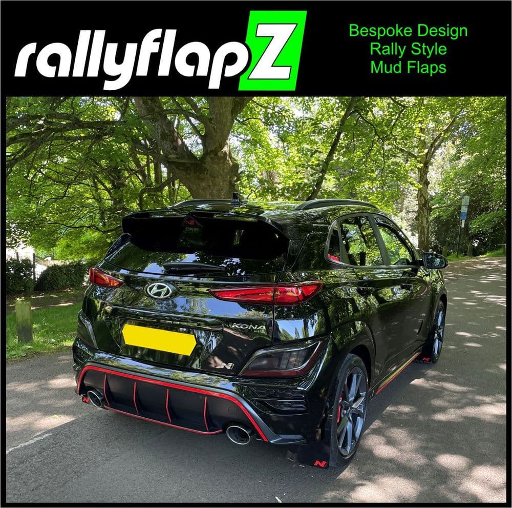 rallyflapZ Mud Flaps to fit Kona N N-Line 2017-23 1st Gen BLACK