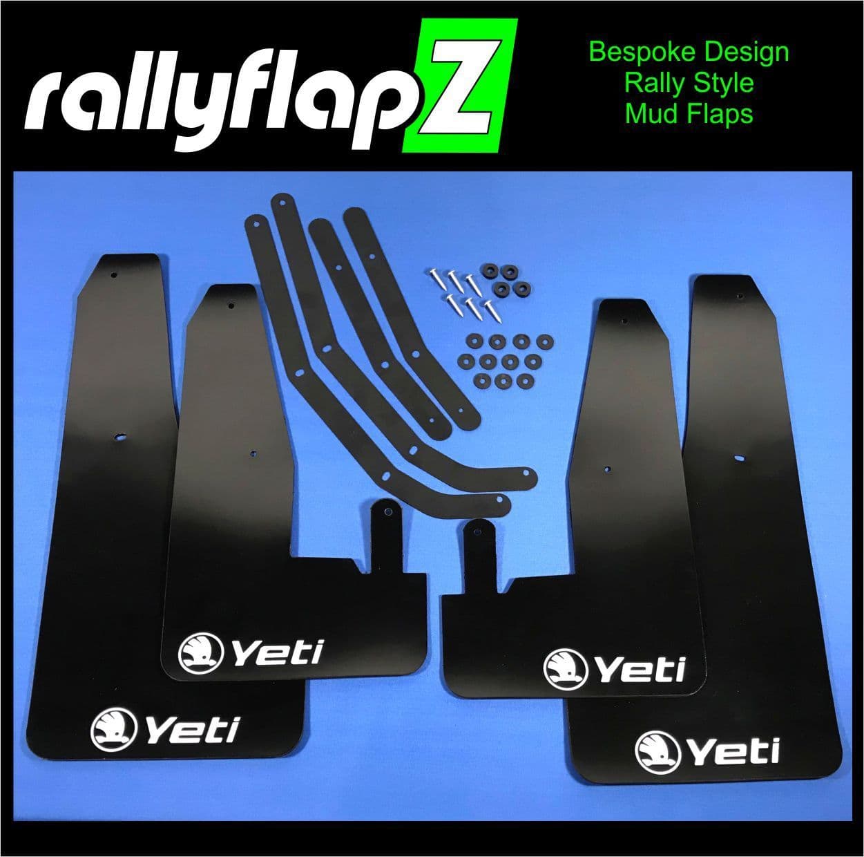 rallyflapZ Mud Flaps to fit Skoda Yeti FL - BLACK All Options