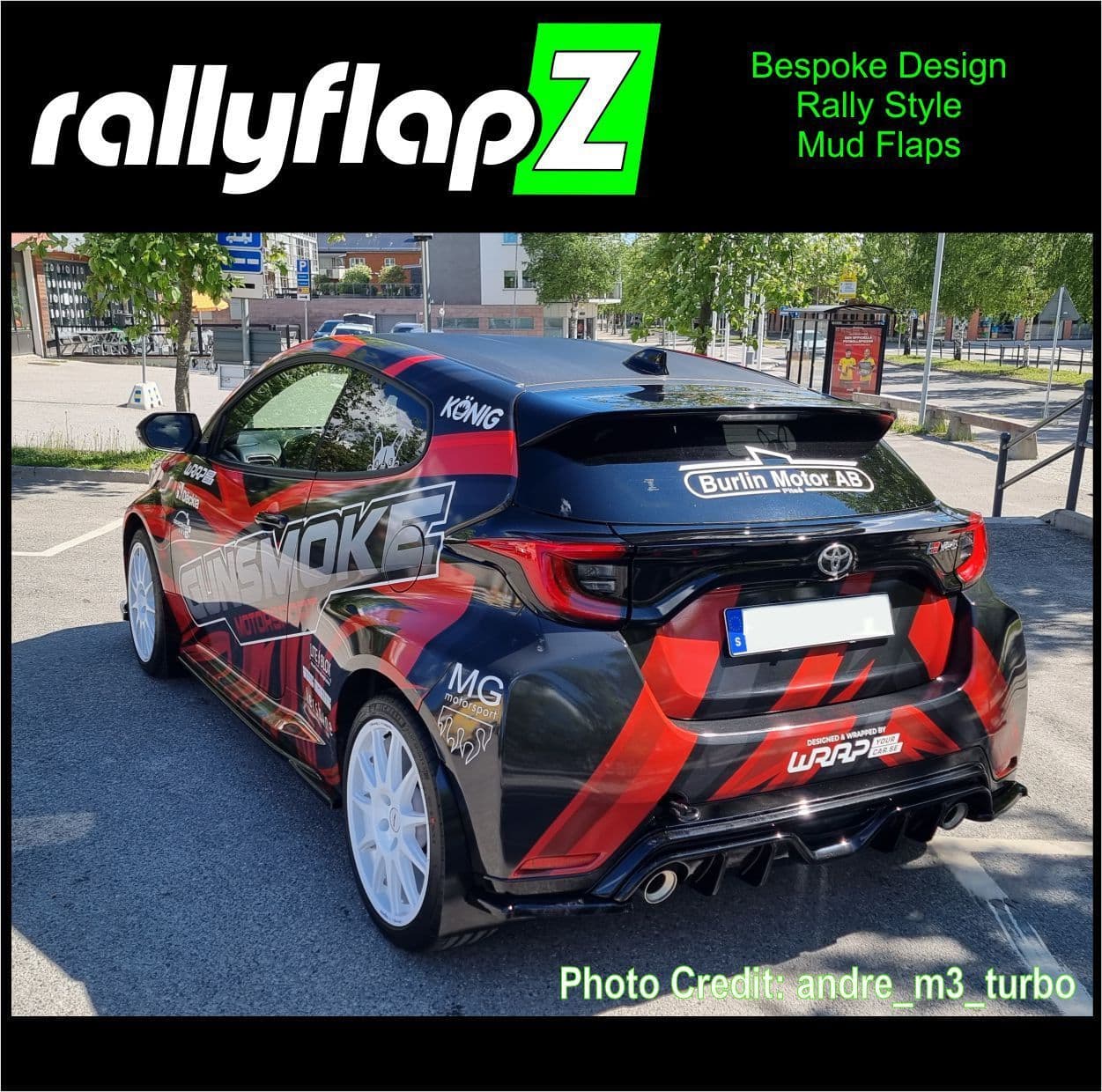 rallyflapZ Rally Style Mud Flaps TOYOTA GR YARIS GR4 2020 BLACK All Options