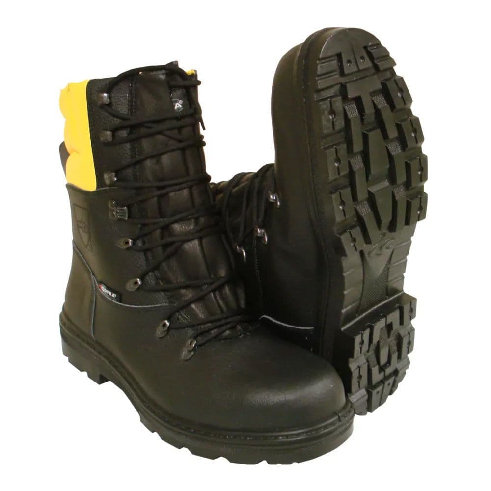 Chainsaw Protection Leather Upper Boots with Protection Toe Cap - UK Size 6