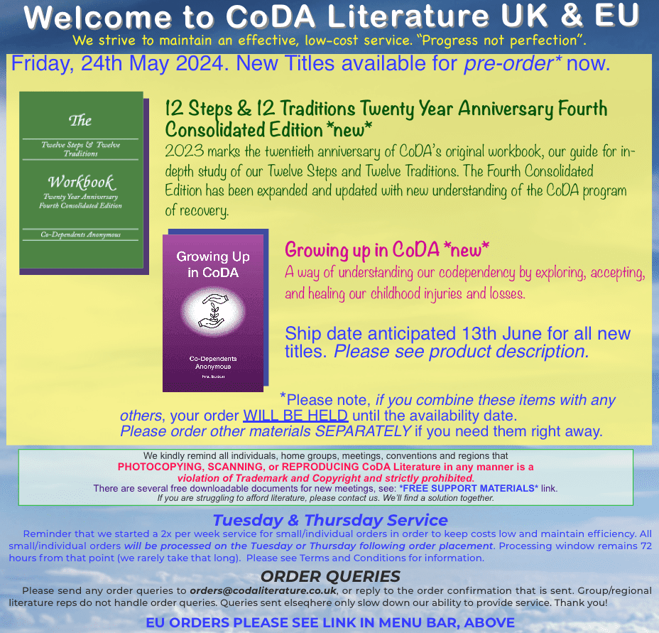 CoDA UK Codependents Anonymous Literature Books Meeting