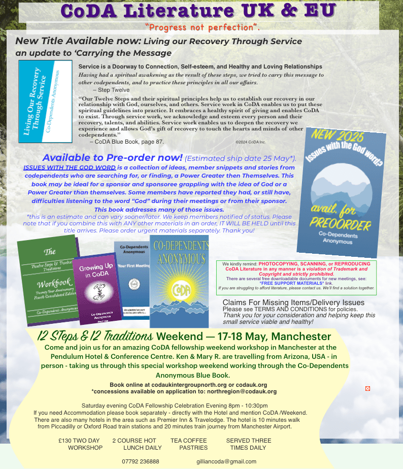 CoDA UK Codependents Anonymous Literature Books Meeting