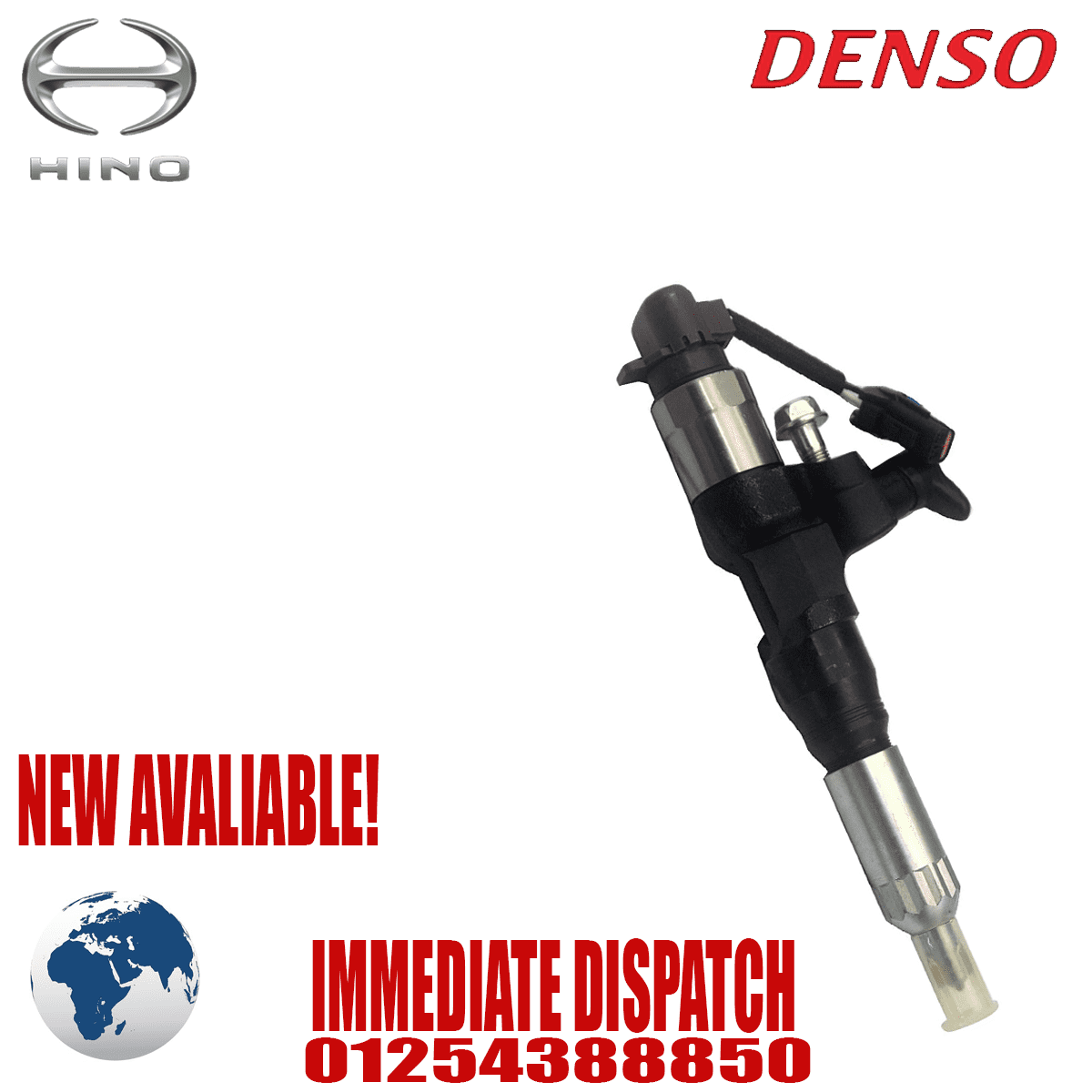 Hino JO8E New Denso Diesel Injector - 095000-6593
