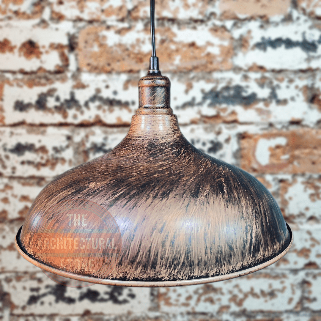 Brushed Copper Industrial Hanging Light Pendant