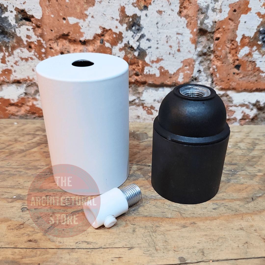 Cylindrical White E27 Bulb Holder