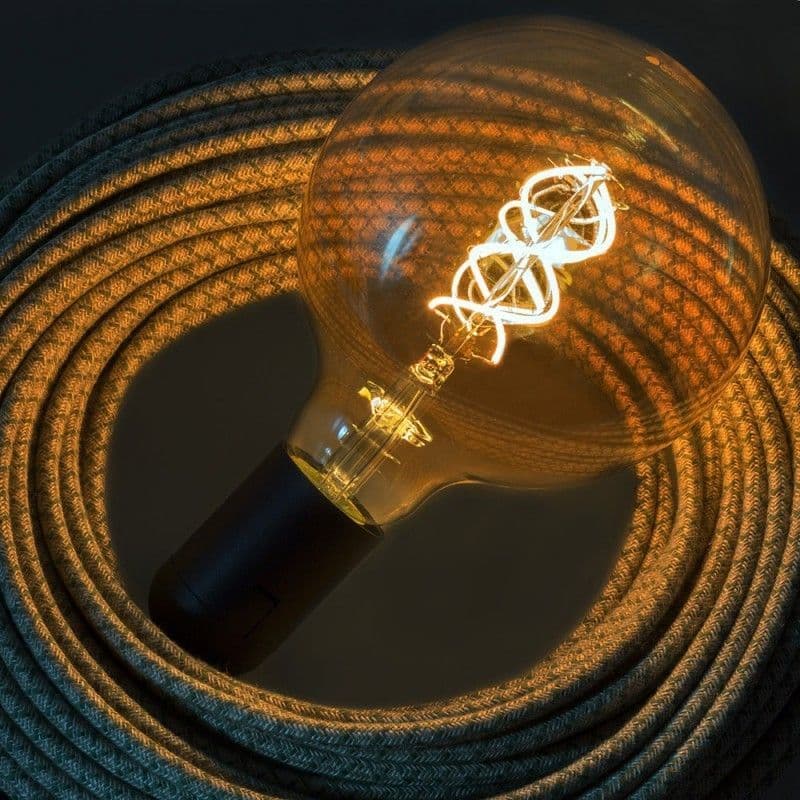 LED Golden Light Bulb - Globe G125 Curved Spiral Filament - 5W E27 ...