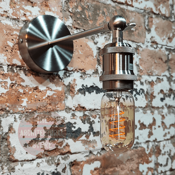 Nickel Adjustable E27 Wall Light 200mm