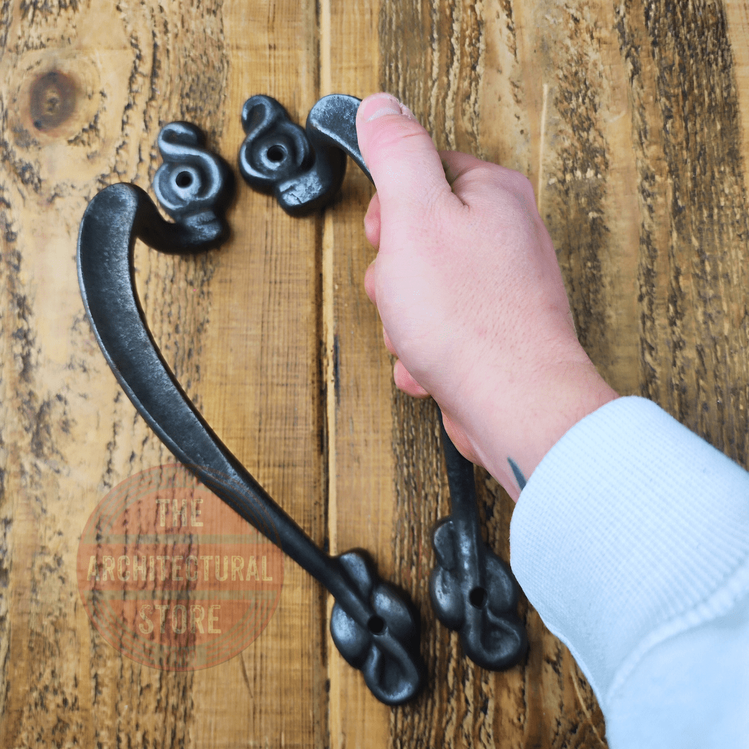 Pair Of Antique Iron Pull Handles 280mm