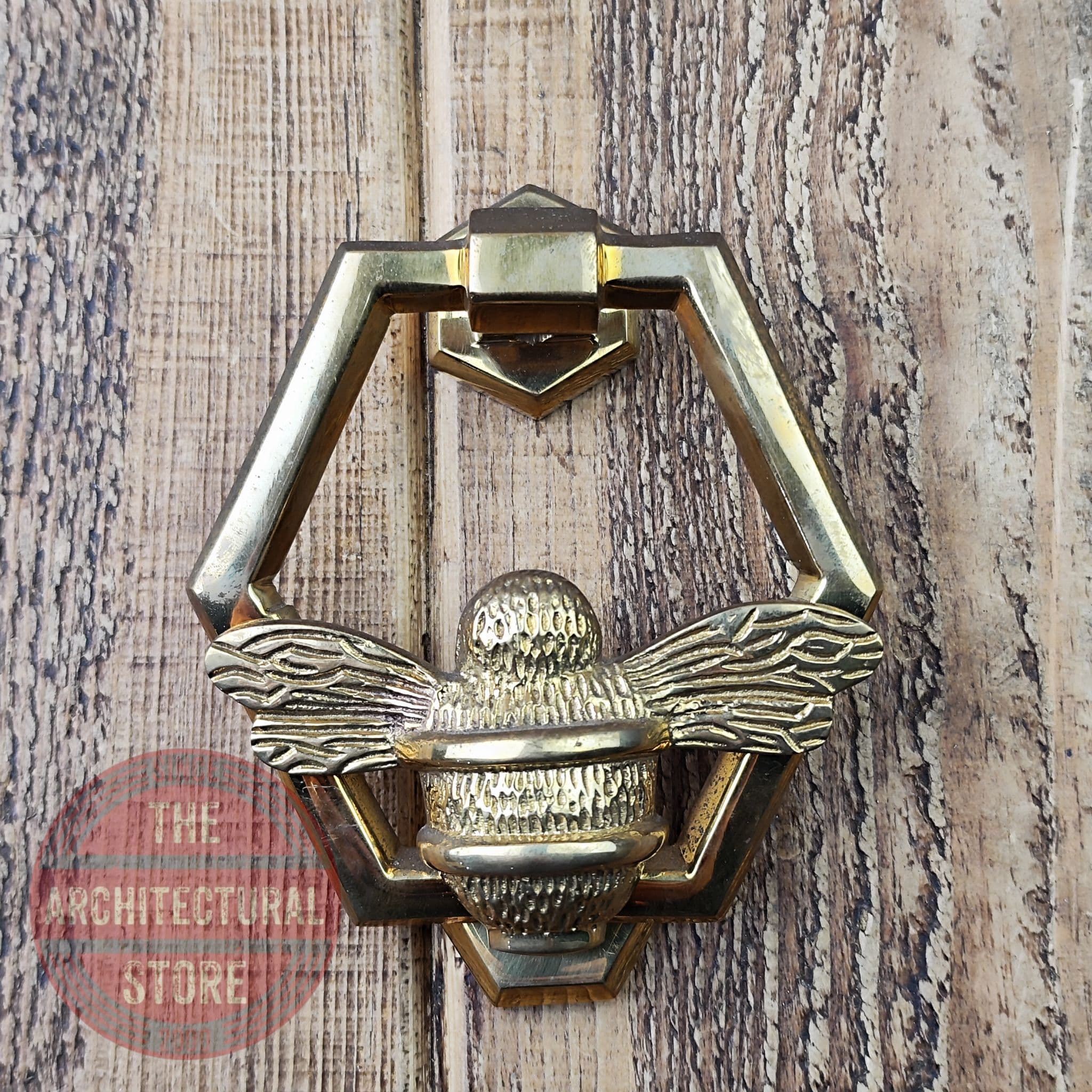 Solid Brass Bee Door Knocker With Plate