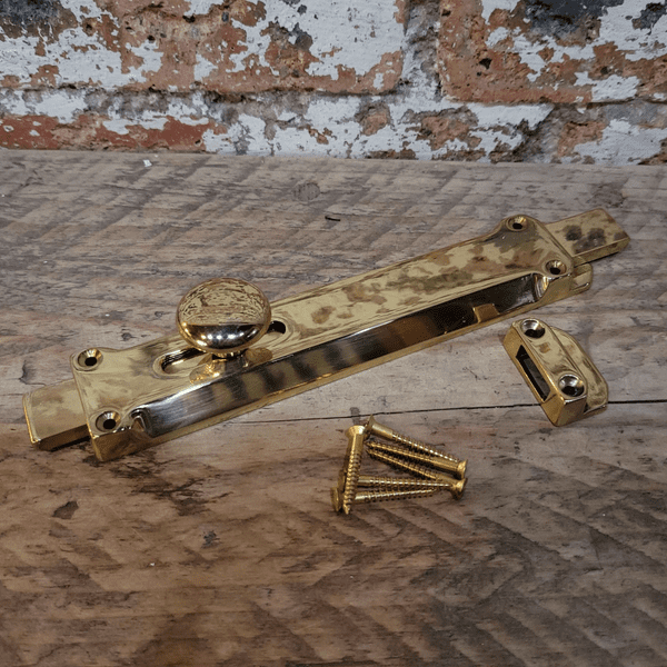 Solid Brass Door Bolt 8"
