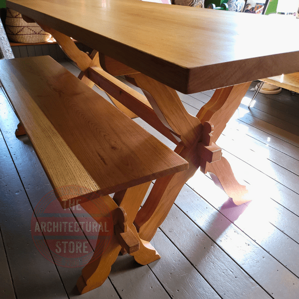 Solid Oak Table & Bench