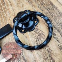 Twisted Ring Gate Latch Black 7"