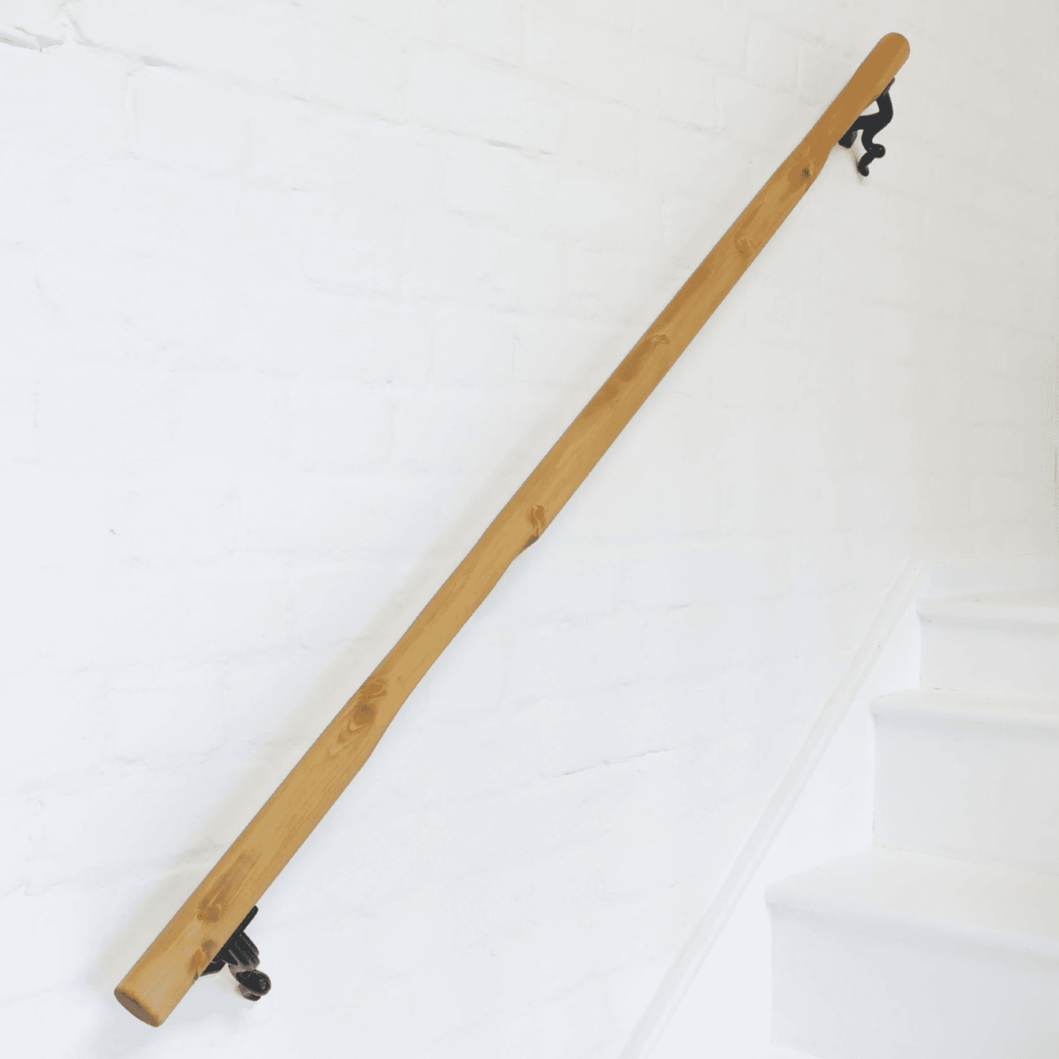 Handrail / Bannister Rail - Timber Circular 5cm - Solid Wood & Iron ...