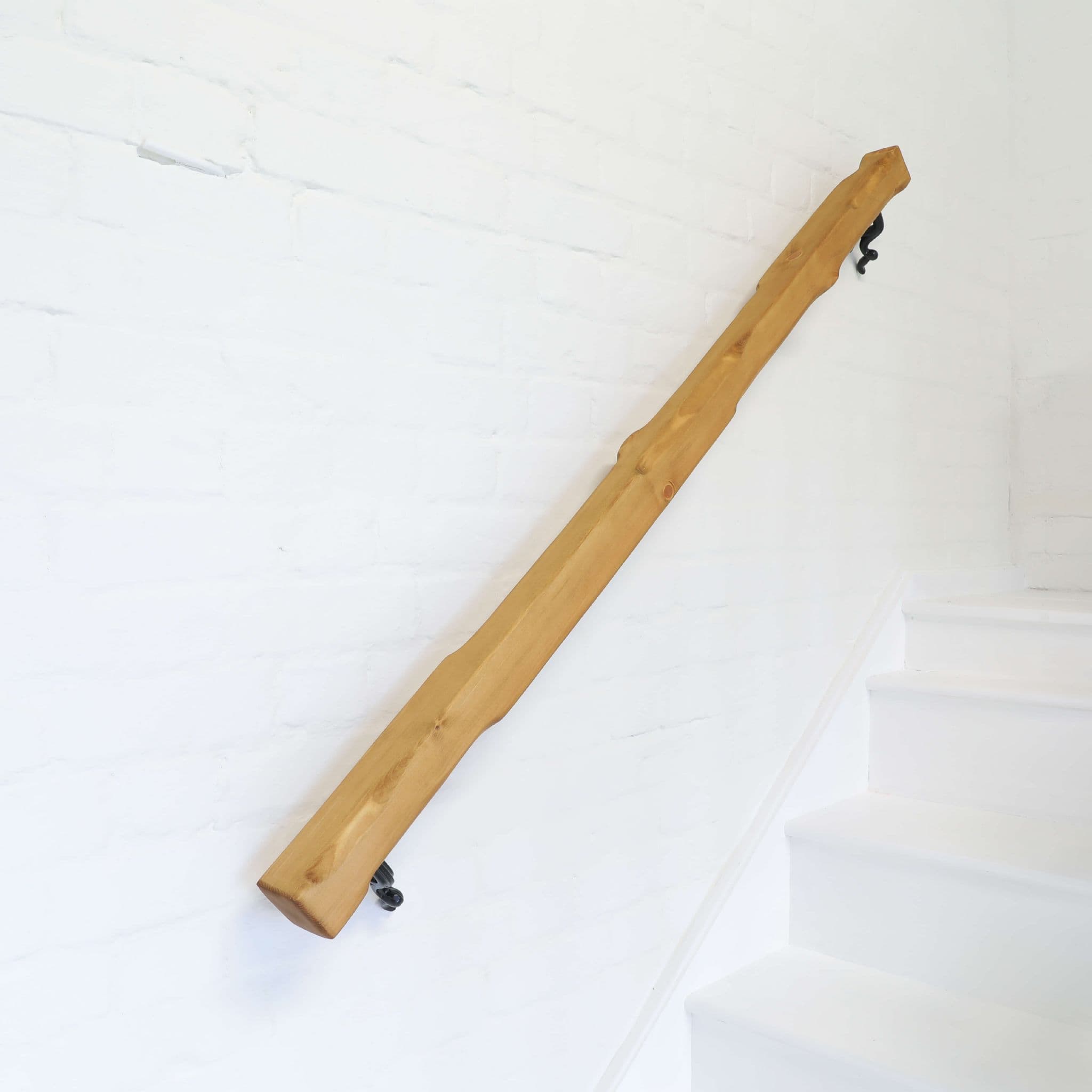 Staircase - Solid Wood - Irregular Rustic Design - Main Image Dark Pine