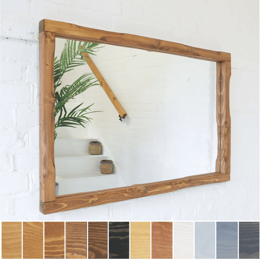 Wood Mirror - Timber 5cm x 5cm - Design Irregular - Main Image Deep Oak