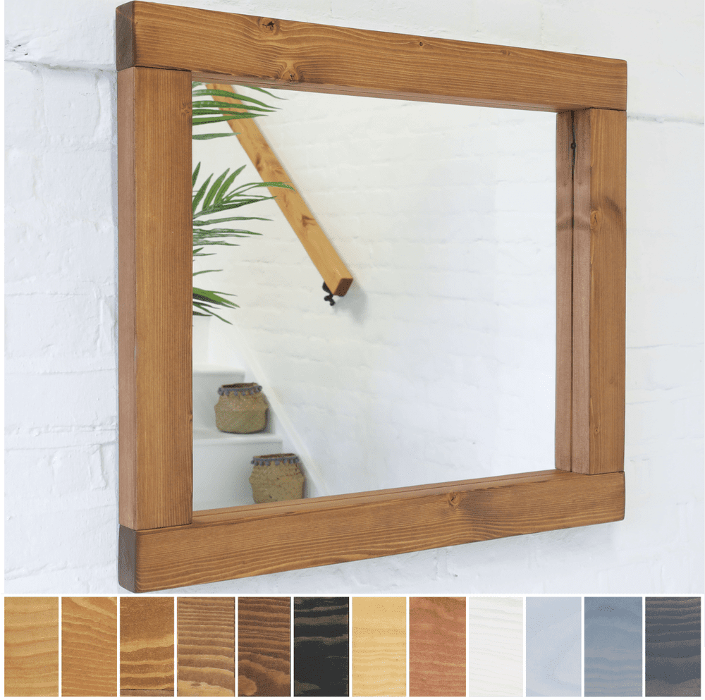 Wood Mirror - Timber 7cm x 5cm - Design Smooth - Main Image Deep Oak