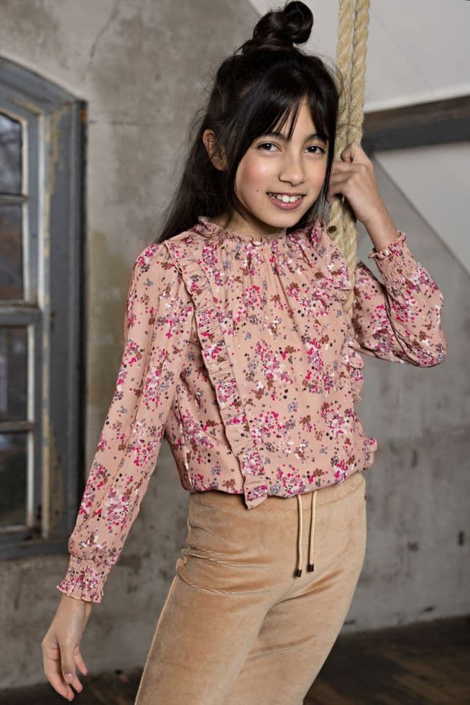 Nono Tina Floral Girls Blouse & Nono Tina sand Floral Blouse | Kids Barn and Yarn