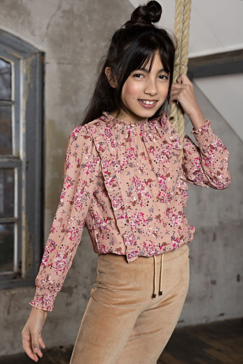 Nono Tina Floral Girls Blouse & Nono Tina sand Floral Blouse | Kids Barn and Yarn