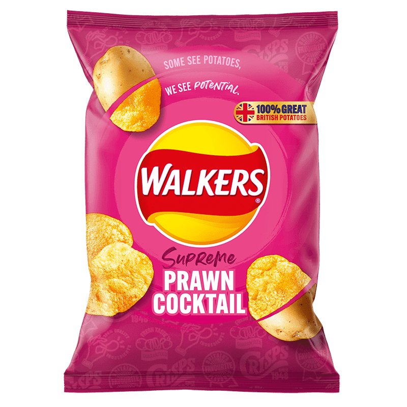Walkers Crisps Standard Prawn Cocktail 32 x 32 5g