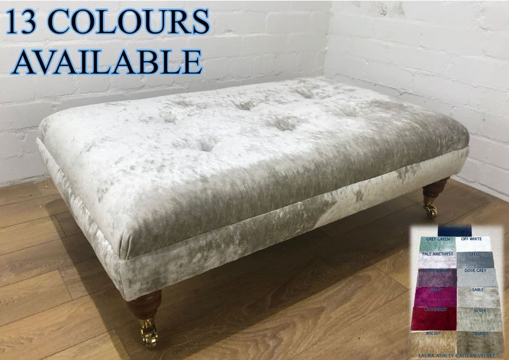 Laura Ashley BOARDER TOP footstool - Caitlyn Velvet Fabric - Choice of ...