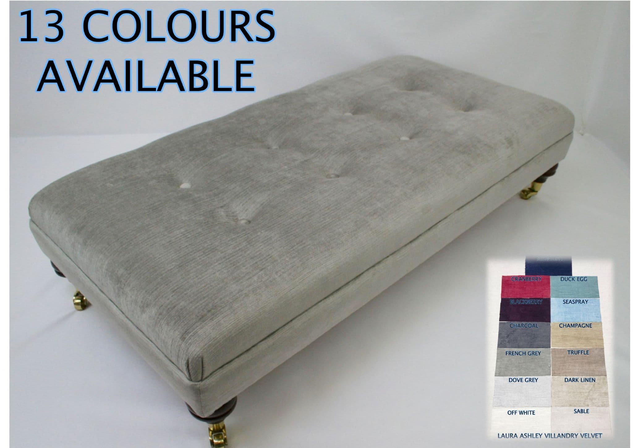Laura Ashley BOARDER TOP footstool - Villandry Velvet Fabric - Choice ...
