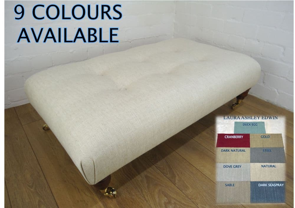 LAURA ASHLEY wrap over style footstool - EDWIN Fabric - Choice of colours